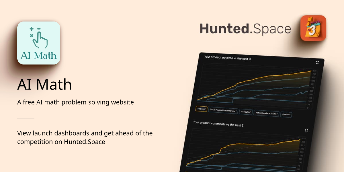 AI Math | Product Hunt launch dashboard (174 upvotes | 32 comments)