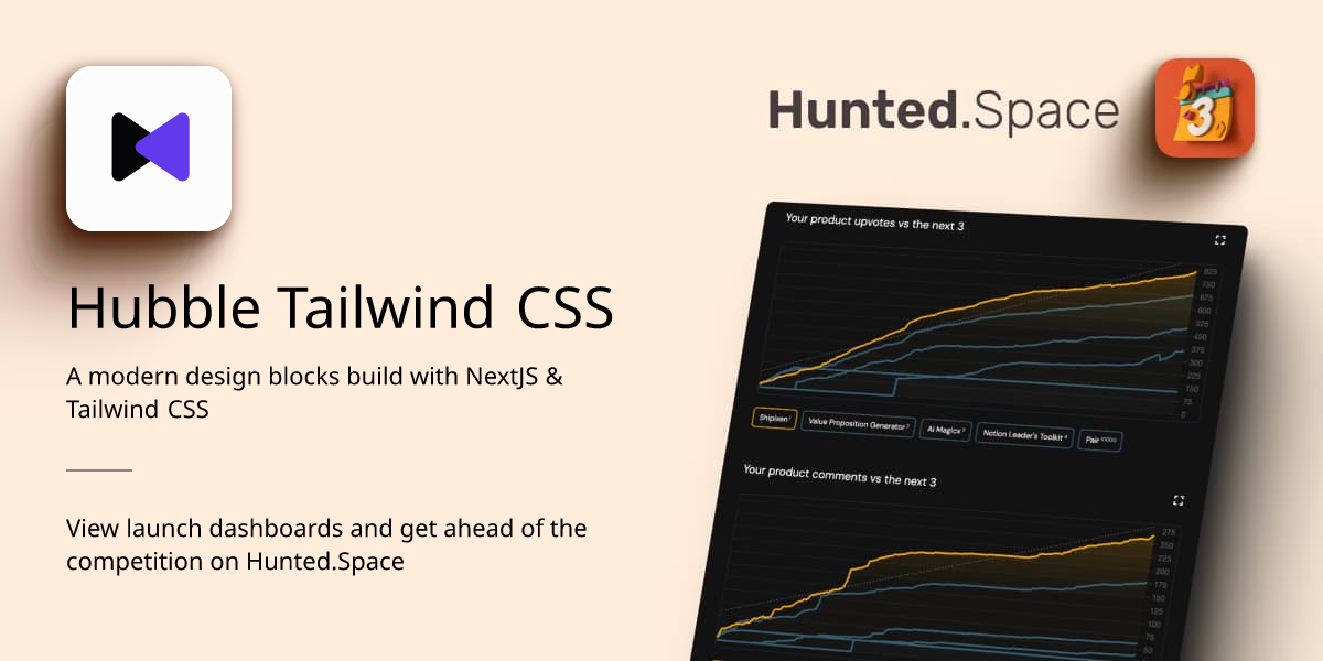 Hubble Tailwind CSS | Product Hunt launch dashboard (72 upvotes | 33 ...