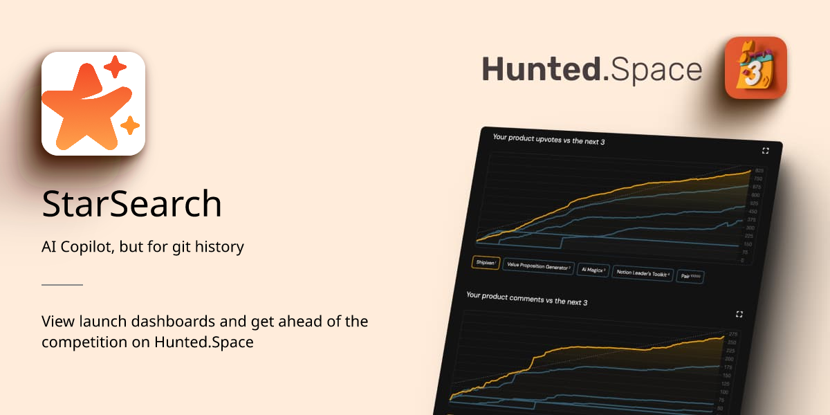 StarSearch | Product Hunt launch dashboard (360 upvotes | 196 comments)