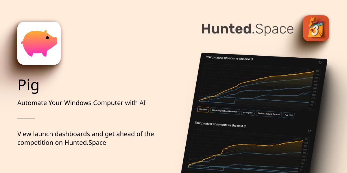 Pig | Product Hunt launch dashboard (197 upvotes | 17 comments)