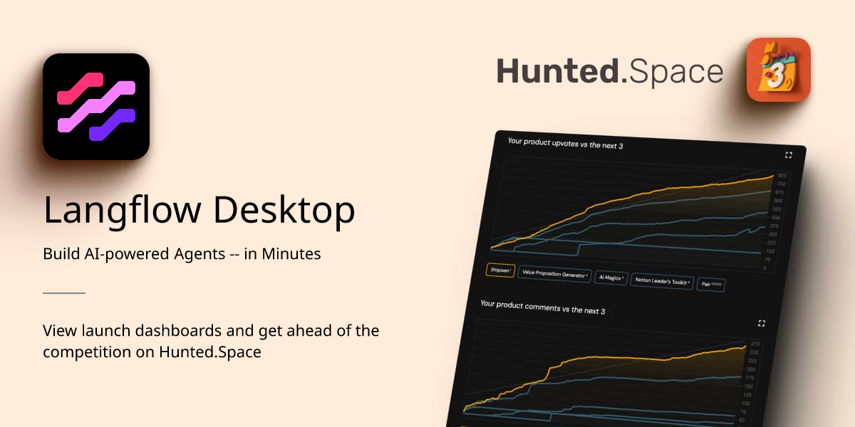 Langflow Desktop | Product Hunt launch dashboard (340 upvotes | 17 ...