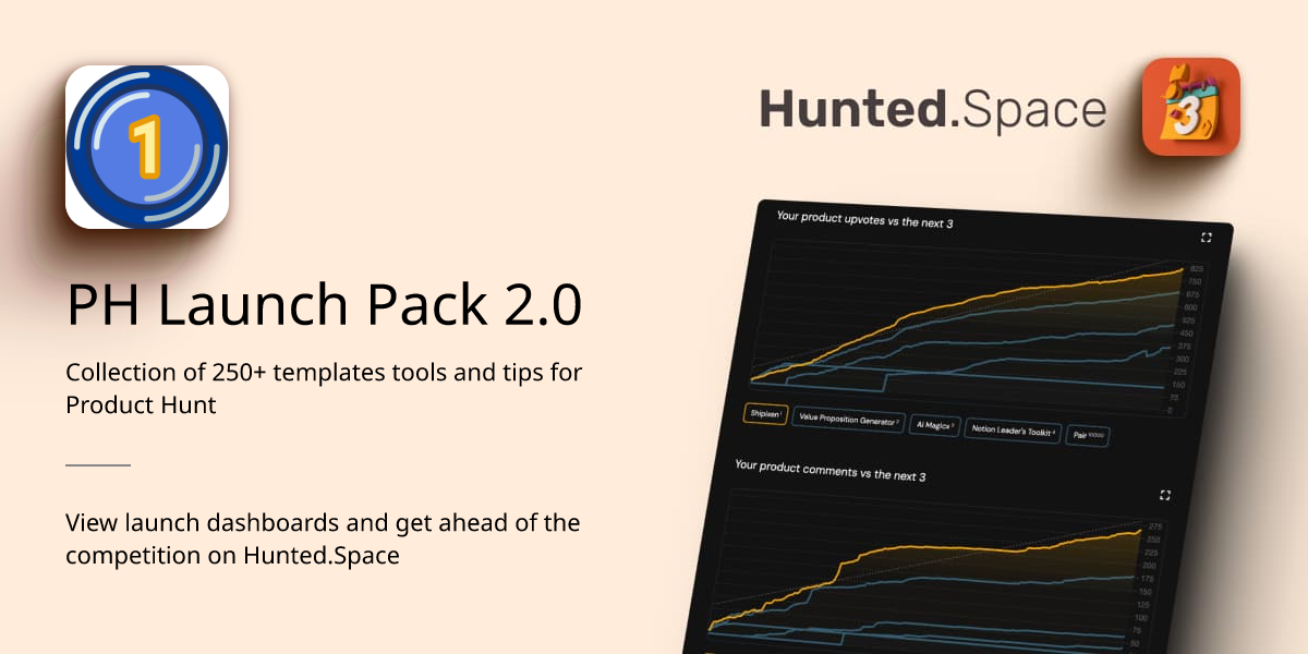 PH Launch Pack 2.0 | Product Hunt launch dashboard (132 upvotes | 53 ...