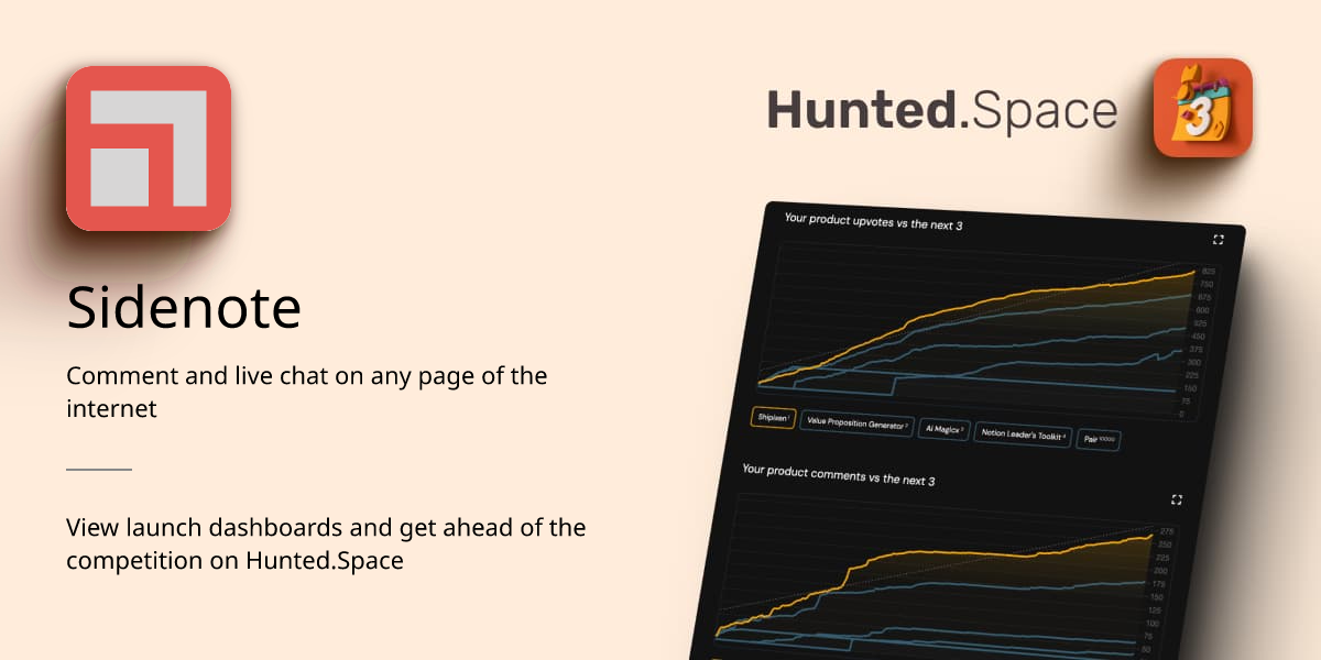 Sidenote | Product Hunt launch dashboard (285 upvotes | 114 comments)