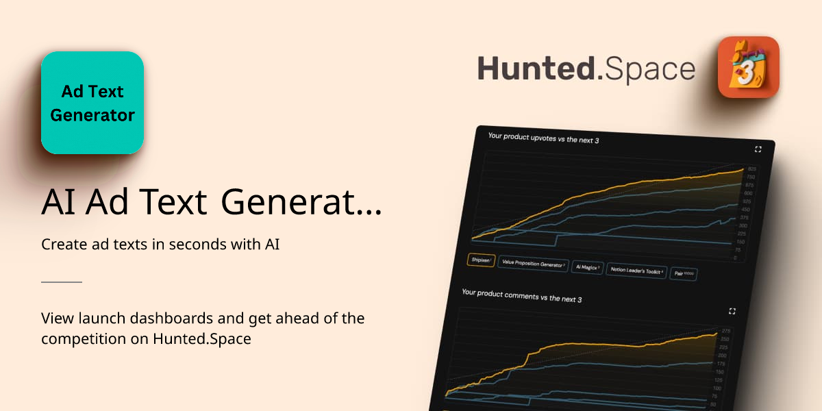 AI Ad Text Generator | Product Hunt launch dashboard (377 upvotes | 118 ...