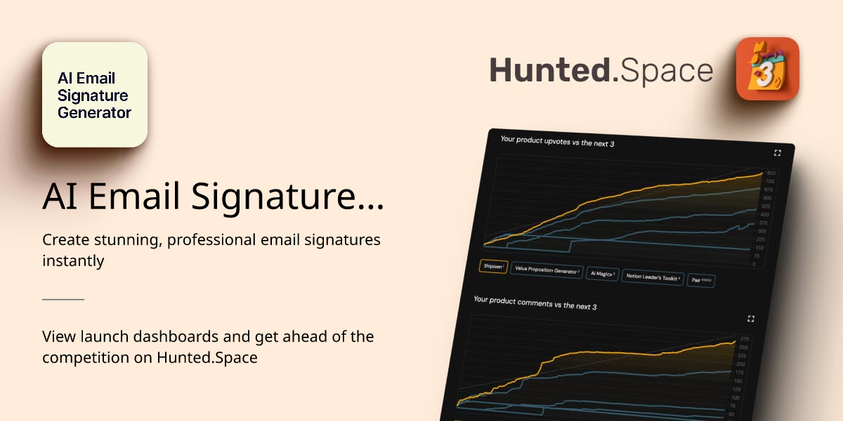 AI Email Signature Generator | Product Hunt launch dashboard (275 ...