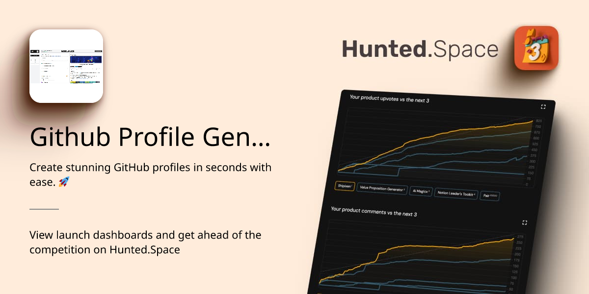 Github Profile Generator | Product Hunt launch dashboard (185 upvotes ...