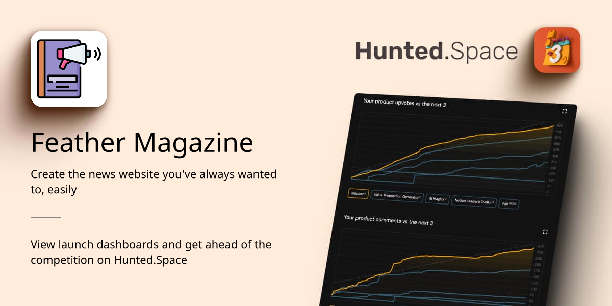 Feather Magazine | Product Hunt launch dashboard (20 upvotes | 1 comments)