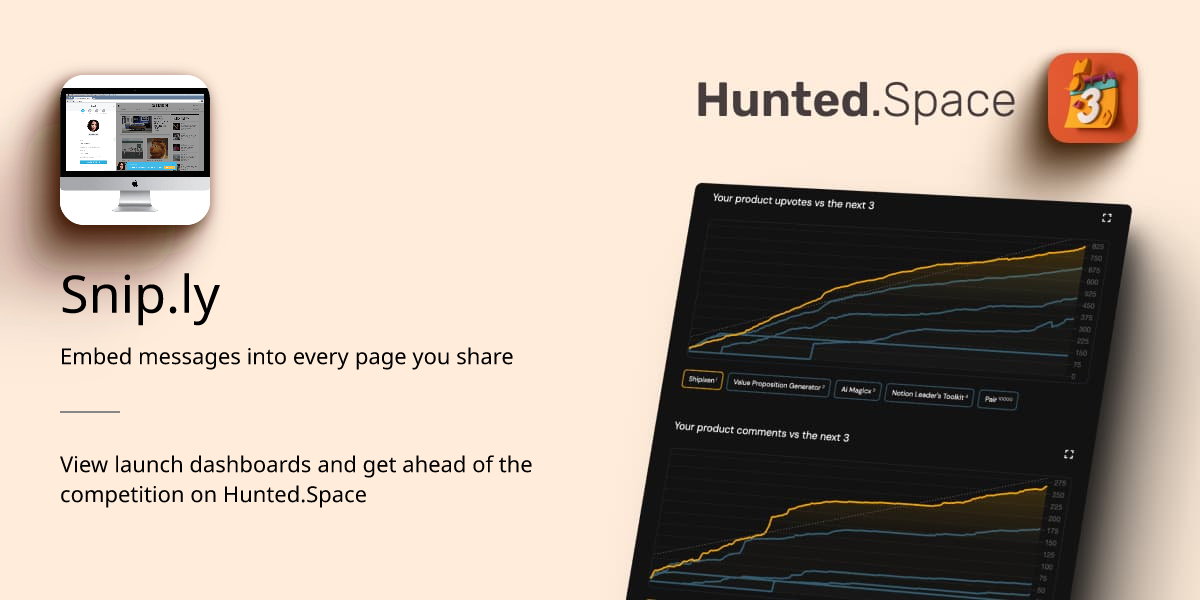 Snip.ly | Product Hunt launch dashboard (213 upvotes | 13 comments)