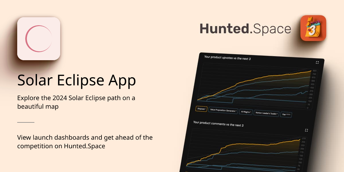 Solar Eclipse App | Product Hunt launch dashboard (22 upvotes | 1 comments)