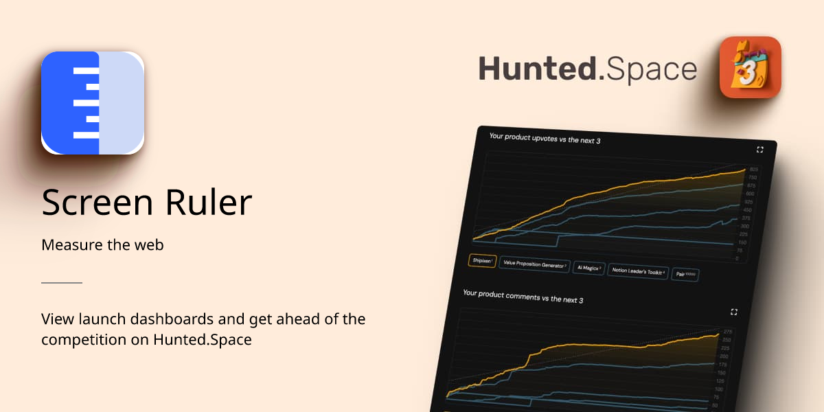 Screen Ruler | Product Hunt launch dashboard (192 upvotes | 49 comments)