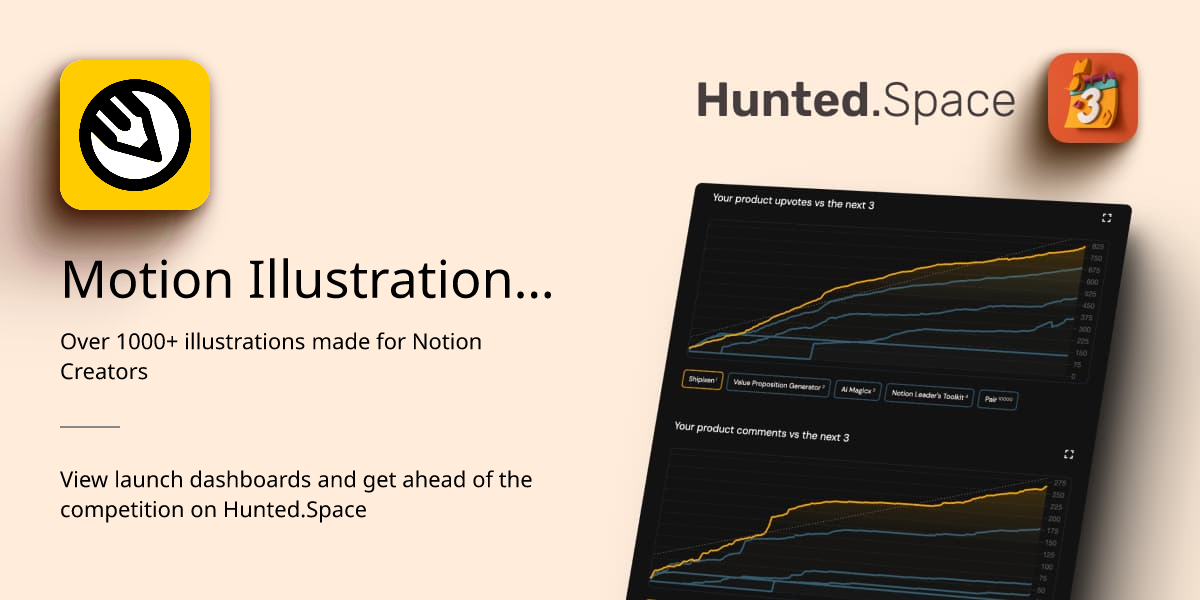 Motion Illustrations For Notion | Product Hunt launch dashboard (412 ...