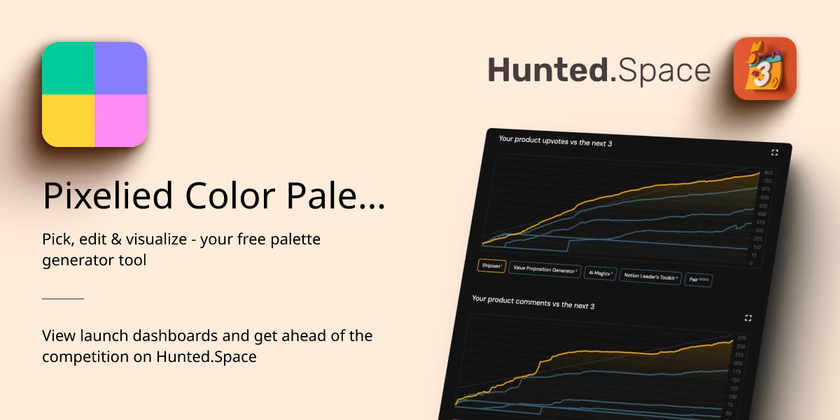 Pixelied Color Palette Generator | Product Hunt launch dashboard (369 ...