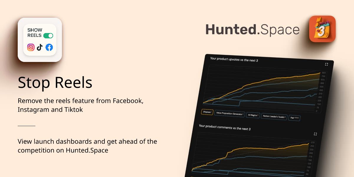 Stop Reels | Product Hunt launch dashboard (183 upvotes | 10 comments)