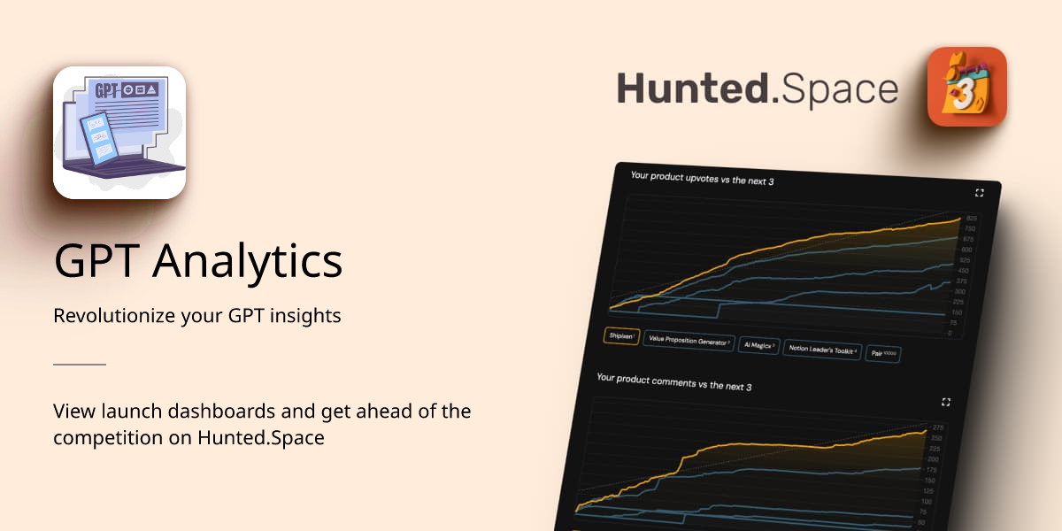 GPT Analytics | Product Hunt launch dashboard (285 upvotes | 252 comments)