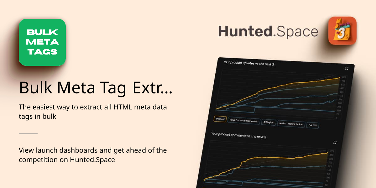 Bulk Meta Tag Extractor | Product Hunt launch dashboard (63 upvotes | 8 ...