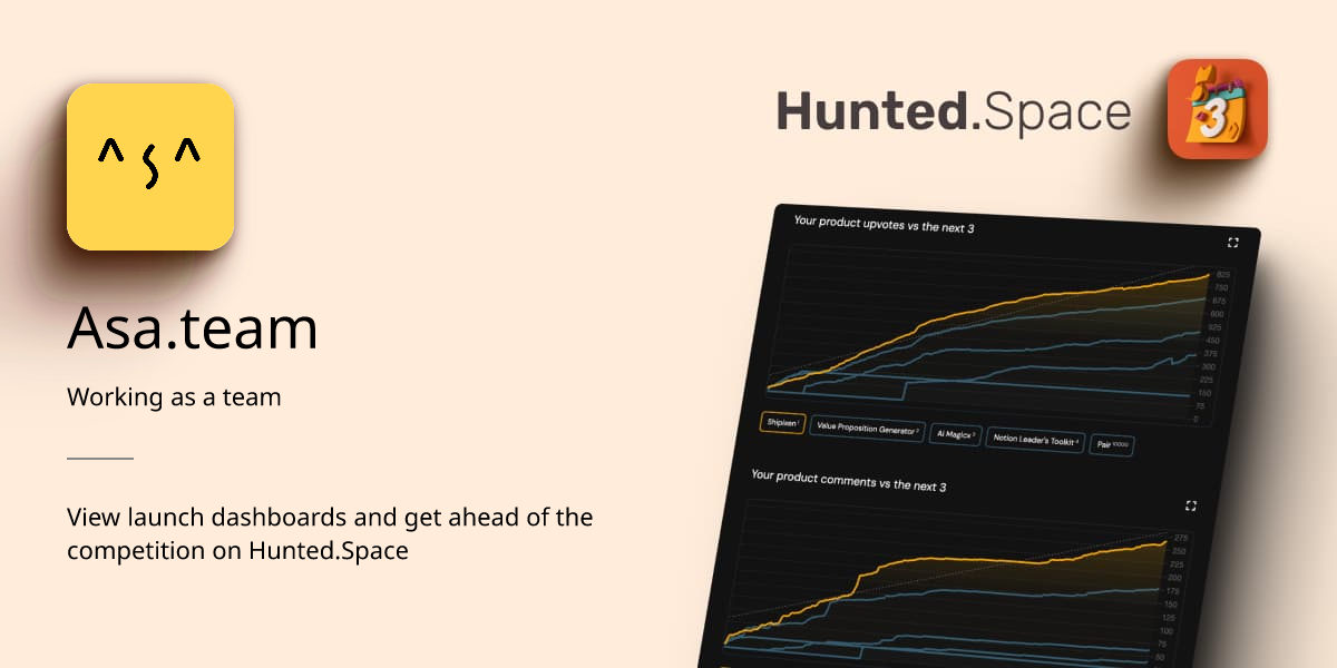 Asa.team | Product Hunt launch dashboard (134 upvotes | 40 comments)