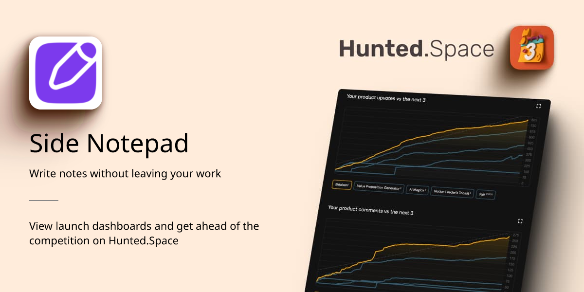 Side Notepad | Product Hunt launch dashboard (191 upvotes | 16 comments)